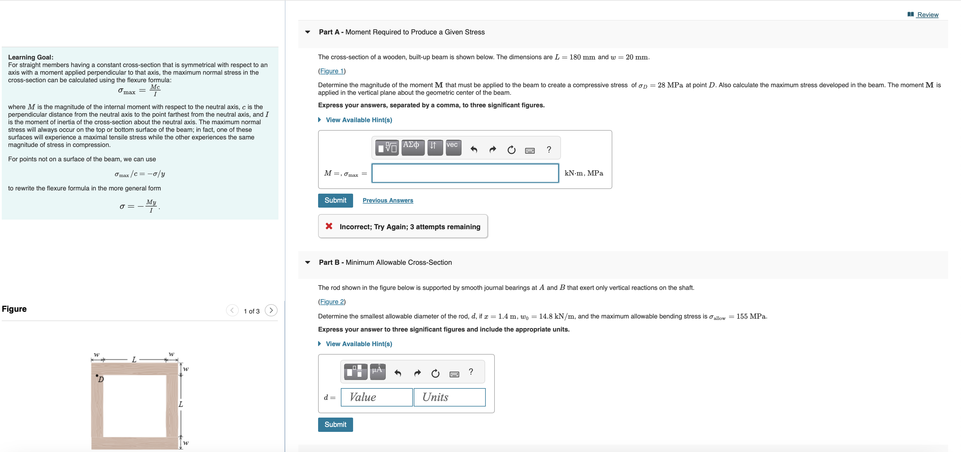 [Solved]: Part A - Moment Required to Produce a Given Stres