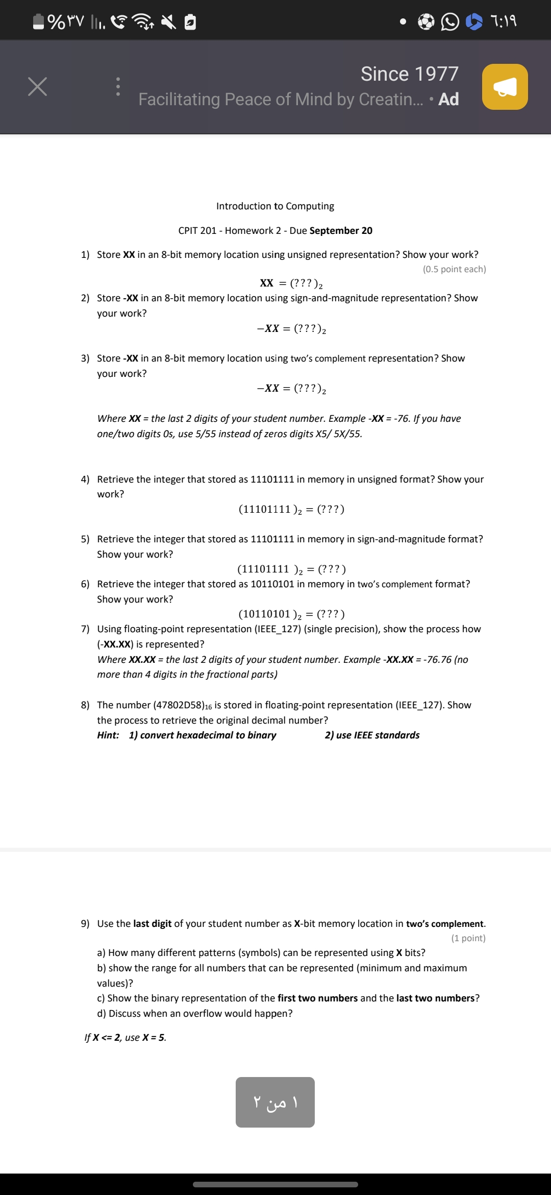 Solved Store xx ﻿in an 8-bit memory location using unsigned | Chegg.com