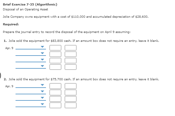Solved Brief Exercise 7-35 (Algorithmic) Disposal of an | Chegg.com