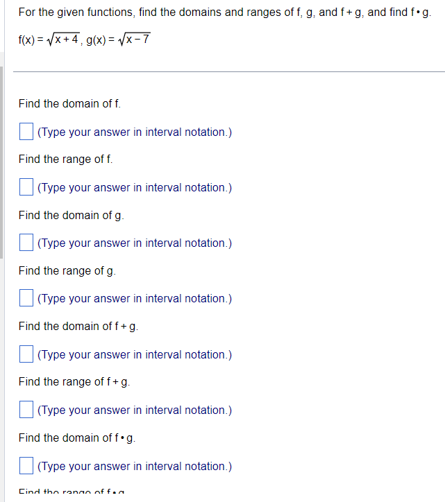 Solved For the given functions, find the domains and ranges | Chegg.com