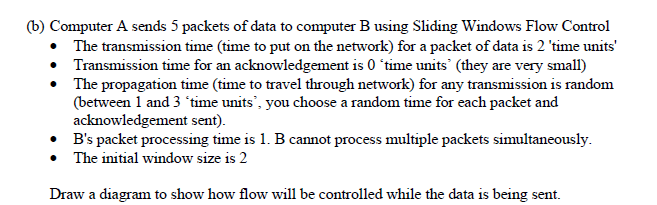 Solved (b) Computer A sends 5 packets of data to computer B | Chegg.com