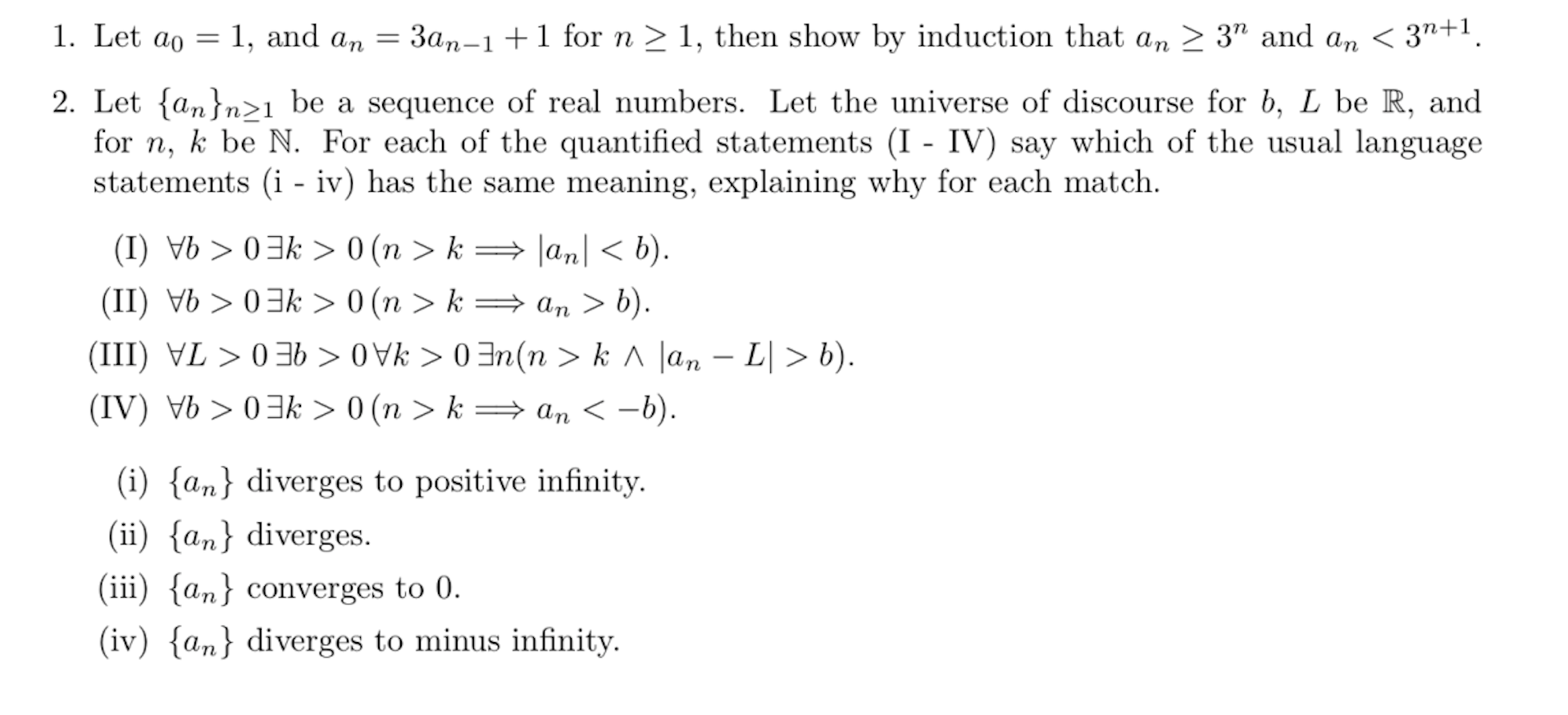 Solved an = - 2 1. Let ao = 1, and 3an-1 +1 for n > 1, then | Chegg.com