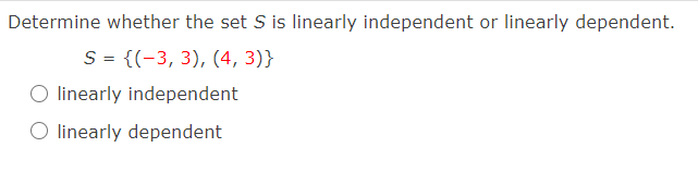 Solved Determine whether the set S is linearly independent | Chegg.com