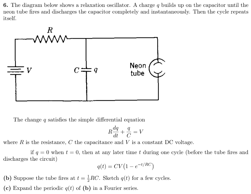 Solved 6. The diagram below shows a relaxation oscillator. A | Chegg.com