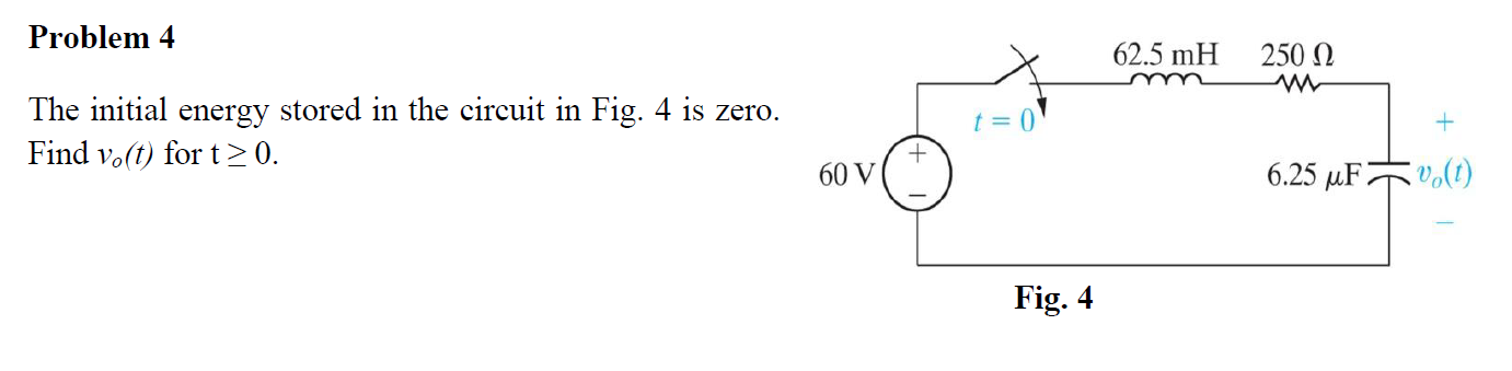 Solved Problem 4 62.5 mH 250 12 mm The initial energy stored | Chegg.com