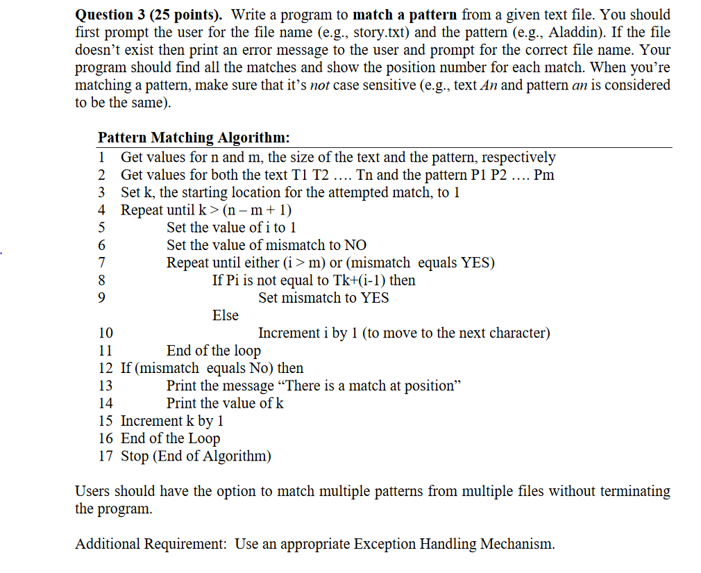 Solved Write a program to match a pattern from a given text | Chegg.com
