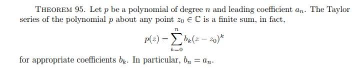 Solved THEOREM 95. Let p be a polynomial of degree n and | Chegg.com