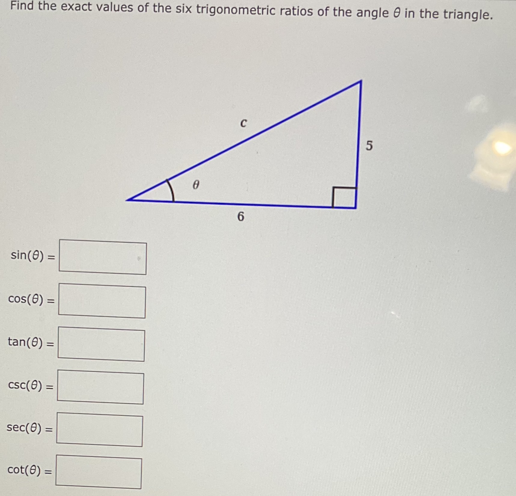 Solved Find the exact values of the six trigonometric ratios | Chegg.com