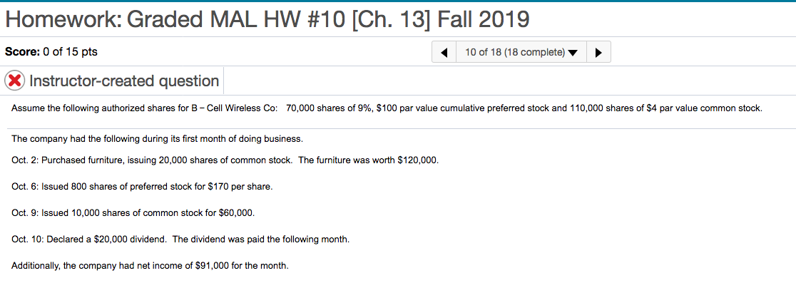 Solved Homework: Graded MAL HW #10 [Ch. 13] Fall 2019 Score: | Chegg.com