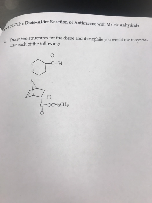 Solved e Diels-Alder Reaction of Anthracene with Maleic | Chegg.com
