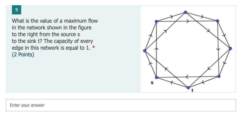 Solved 9 What is the value of a maximum flow in the network | Chegg.com