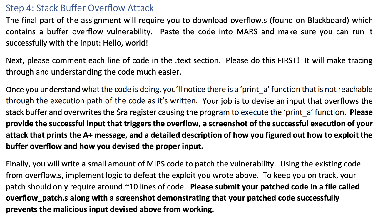 Step 4: Stack Buffer Overflow Attack The final part | Chegg.com