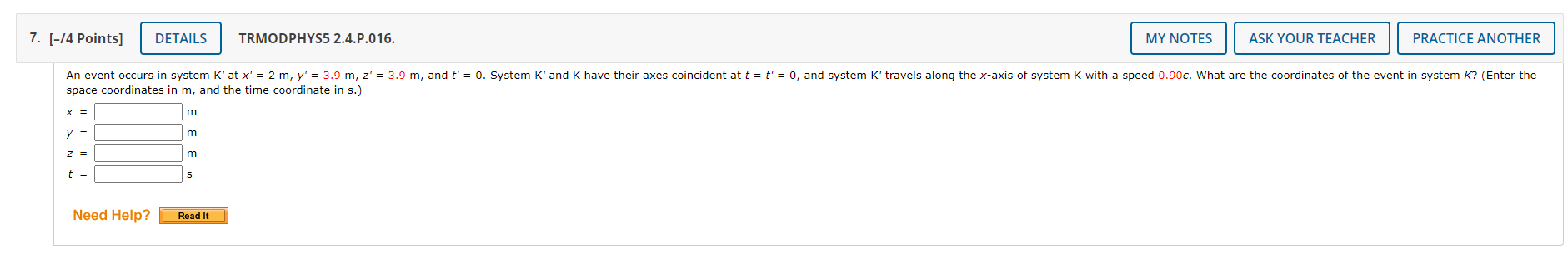Solved pace coordinates in m, and the time coordinate in s.) | Chegg.com Solved pace coordinates in m, and the time coordinate in s.) | Chegg.com
