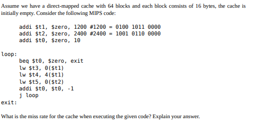 Solved Assume we have a direct-mapped cache with 64 blocks | Chegg.com
