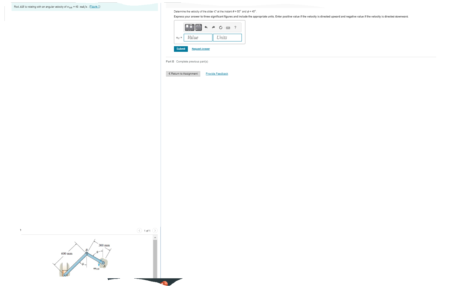 Solved Rod AB is rotating with an angular velocity of | Chegg.com