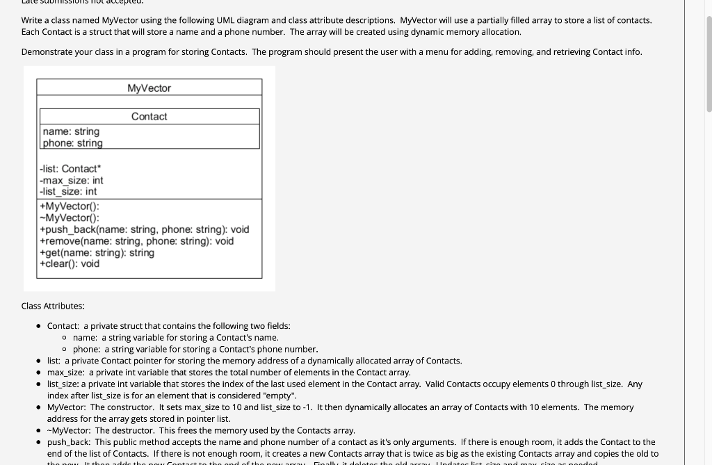 Solved Write a class named MyVector using the following UML | Chegg.com