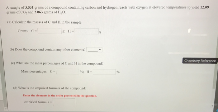 Solved A sample of 3.531 grams of a compound containing | Chegg.com
