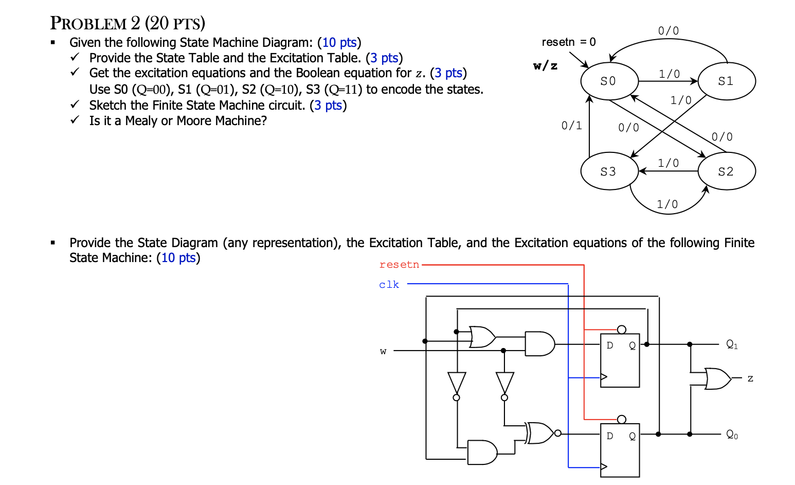 Solved 0/0 resetn = 0 PROBLEM 2 (20 PTS) Given the following | Chegg.com