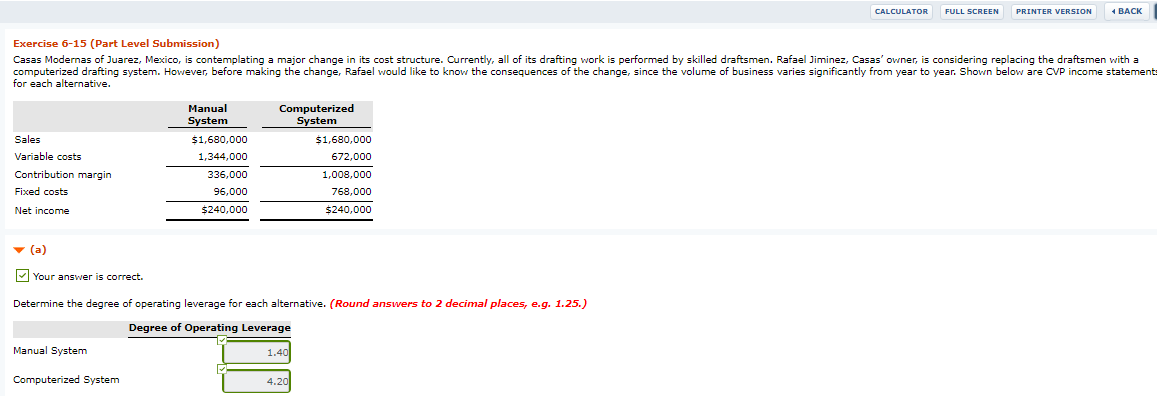 Solved FULL SCREEN PRINTER VERSION BACK CALCULATOR Exercise | Chegg.com