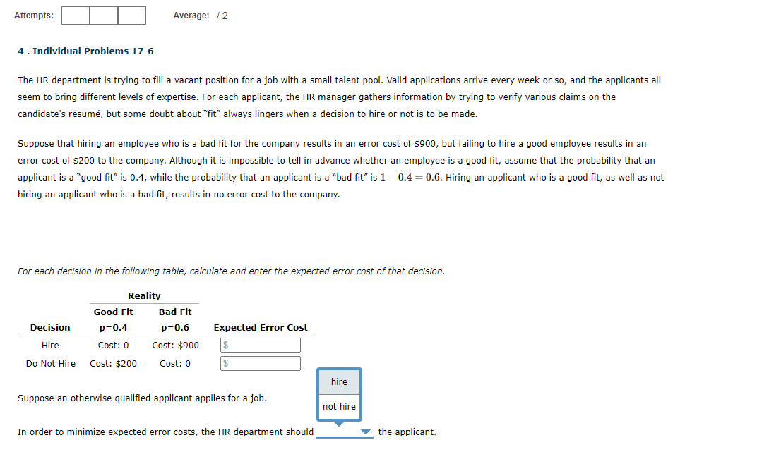 Solved Attempts: Average: 12 4. Individual Problems 17-6 The | Chegg.com