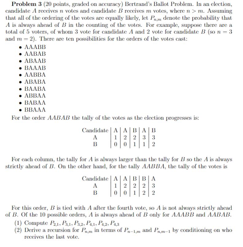 Solved Problem 3 (20 points, graded on accuracy) Bertrand's | Chegg.com