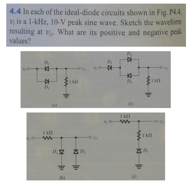 Solved 4.4 In each of the ideal-diode circuits shown in Fig. | Chegg.com