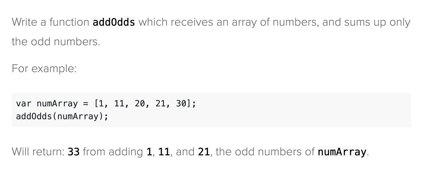 Solved Write a function addodds which receives an array of | Chegg.com