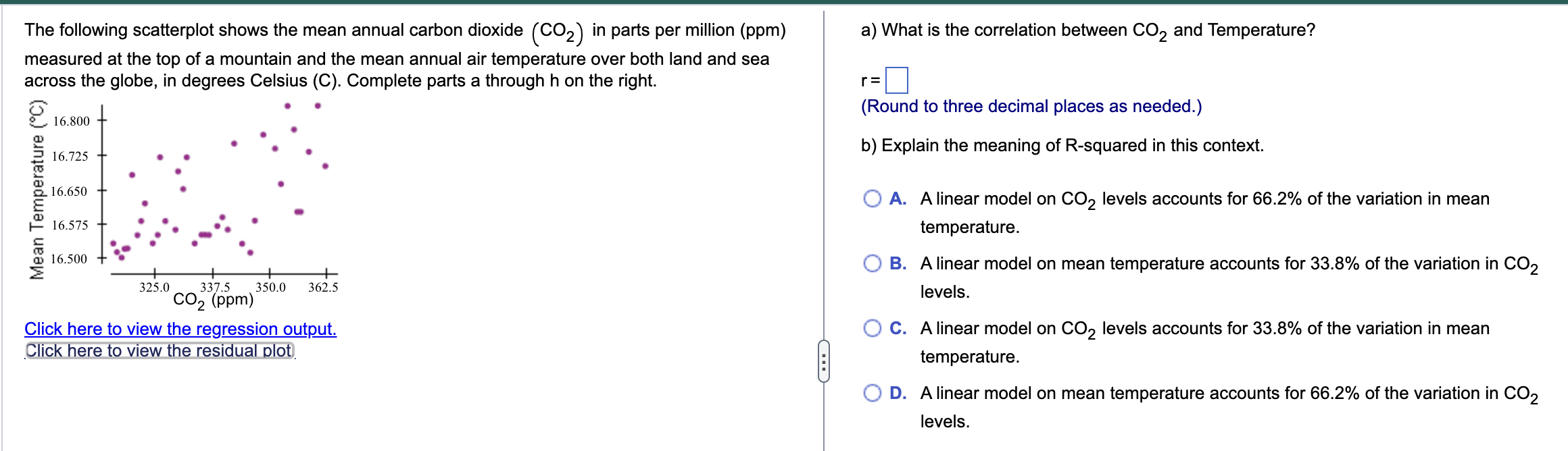 Solved Regression Output A regression predicting mean | Chegg.com