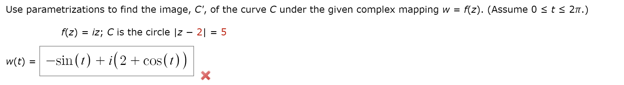 Solved Use parametrizations to find the image. C', of the | Chegg.com