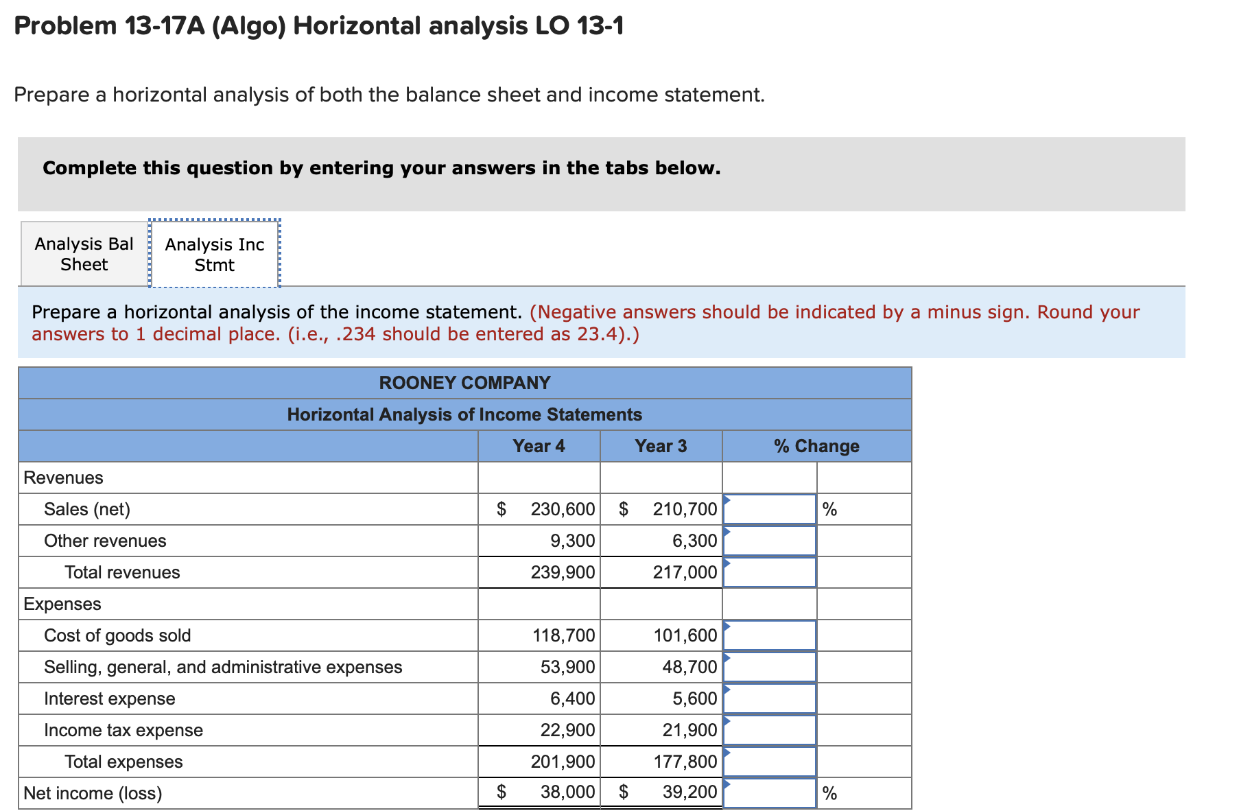 Solved Prepare a horizontal analysis of both the balance | Chegg.com