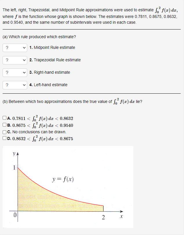 Solved The left, right, Trapezoidal, and Midpoint Rule | Chegg.com