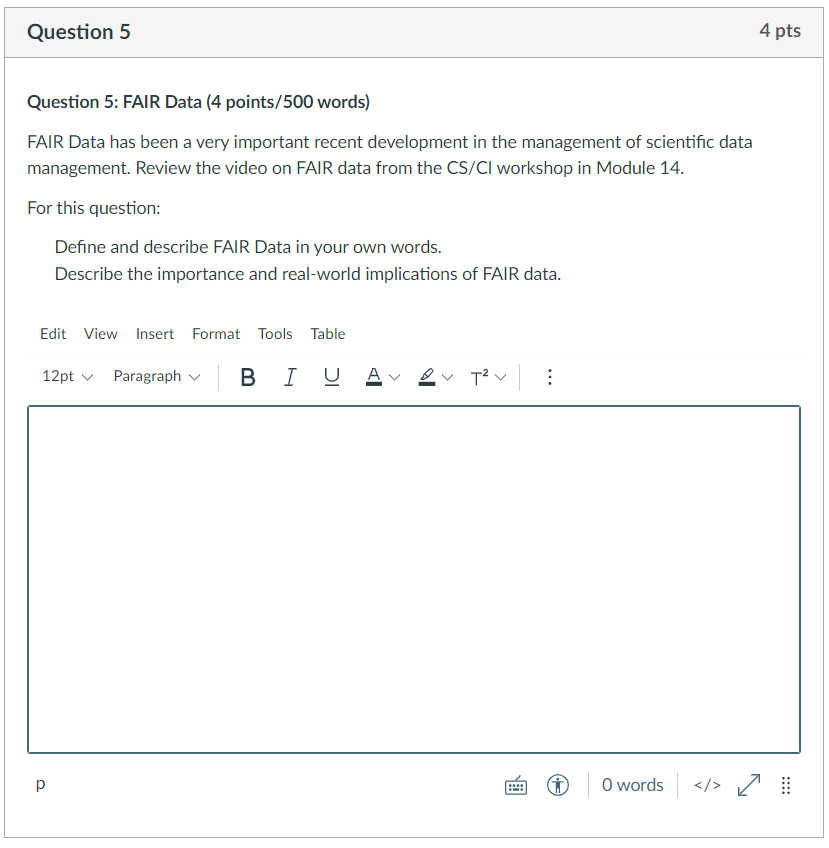 Solved For this question: Define and describe FAIR Data in | Chegg.com