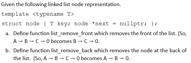 Given the following linked list node representation. | Chegg.com