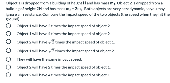 Solved Object 1 is dropped from a building of height Hand | Chegg.com