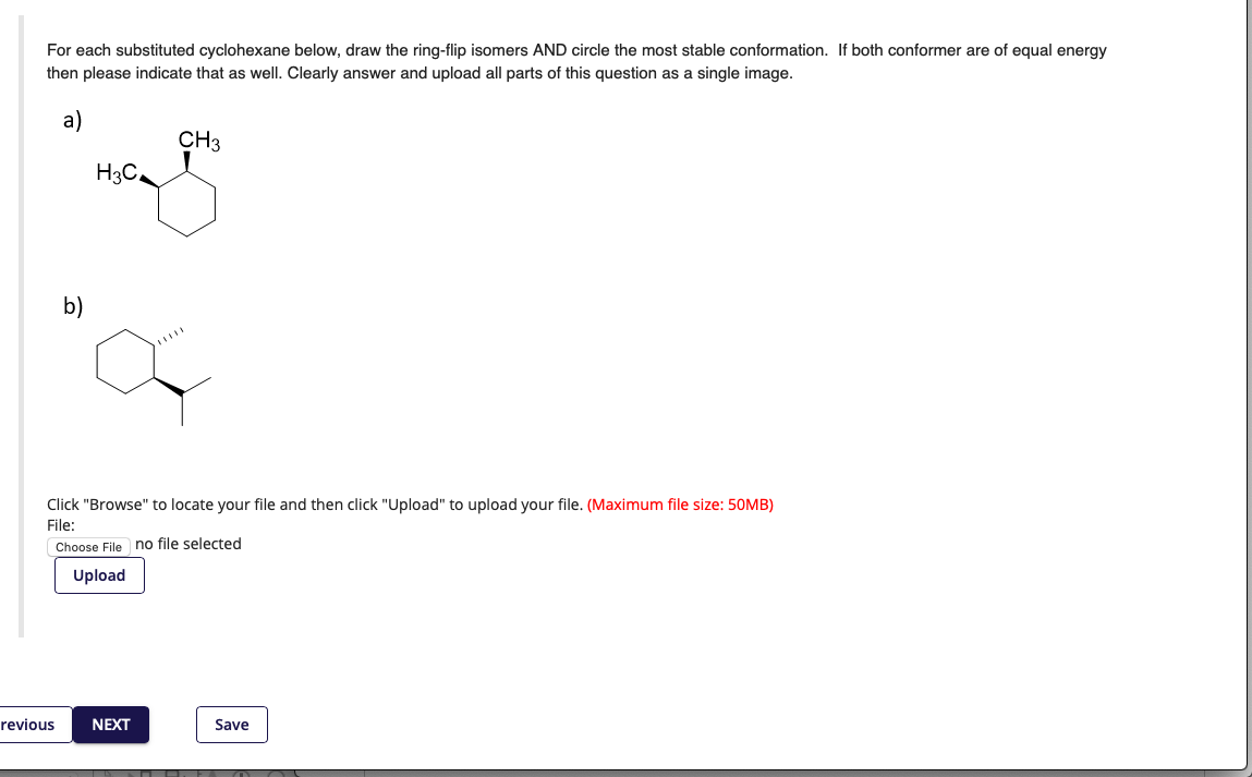 Solved For each substituted cyclohexane below, draw the | Chegg.com