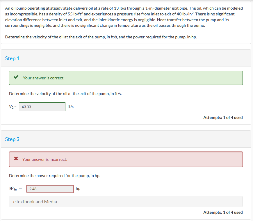 Solved An oil pump operating at steady state delivers oil at | Chegg.com