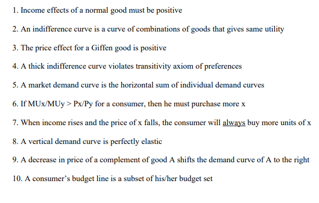 Solved 1. Income effects of a normal good must be positive | Chegg.com