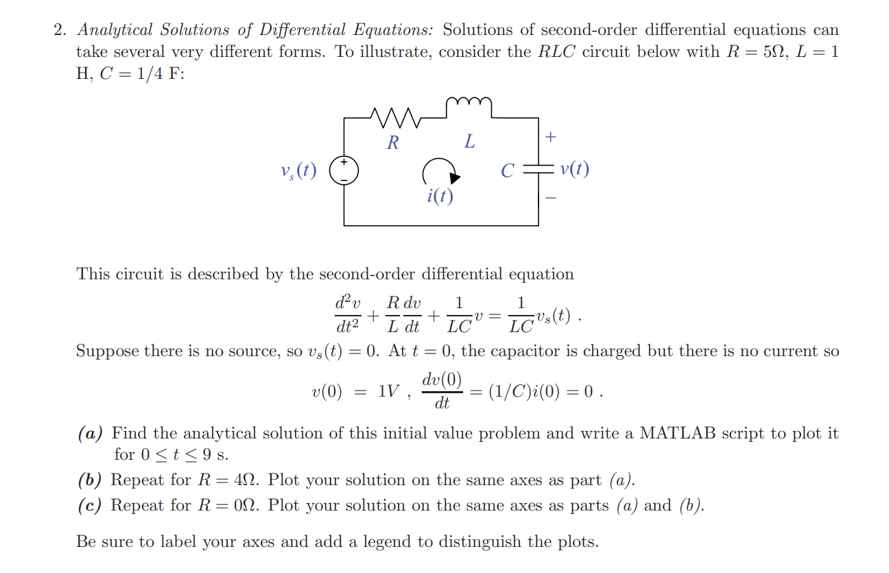 2. Analytical Solutions of Differential Equations: | Chegg.com