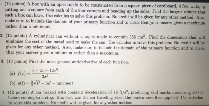 Solved A box with an open top is to be constructed from a | Chegg.com