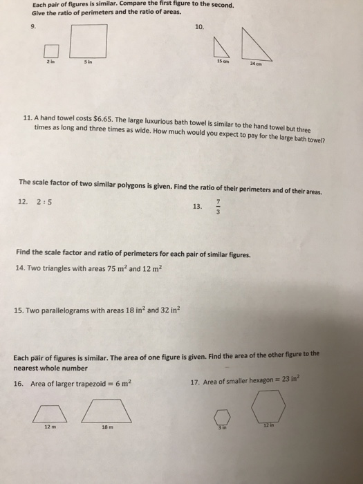 Solved Each pair of figures is similar. Compare the first | Chegg.com