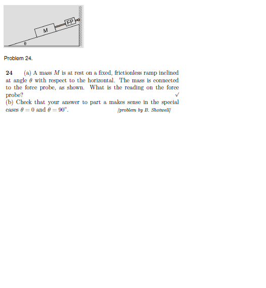 Solved Problem 24 24 (a) A mass M is at rest on a fixed, | Chegg.com