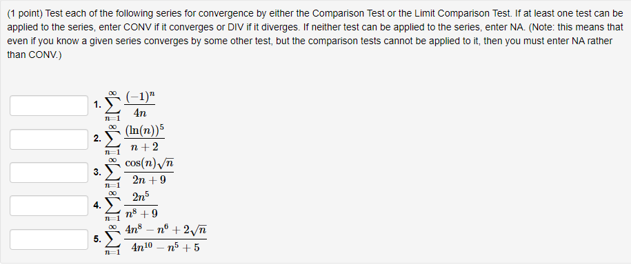 Solved Test each of the following series for convergence by | Chegg.com