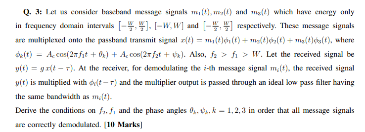 Solved Q. 3: Let us consider baseband message signals | Chegg.com