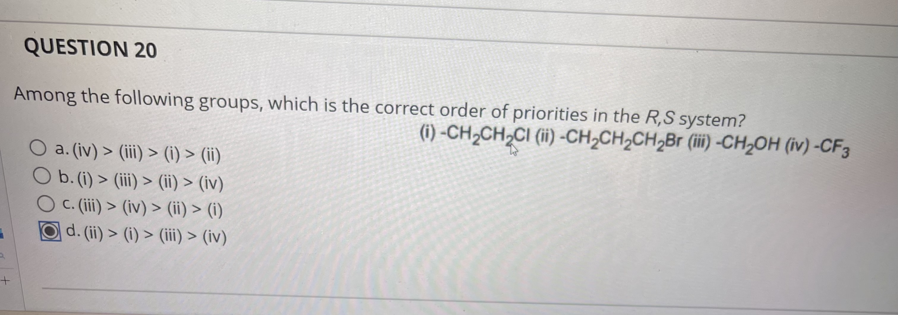 Solved Among the following groups, which is the correct | Chegg.com
