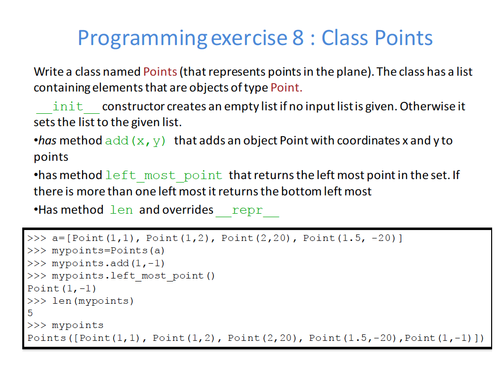 Solved Write a class named Points (that represents points in | Chegg.com