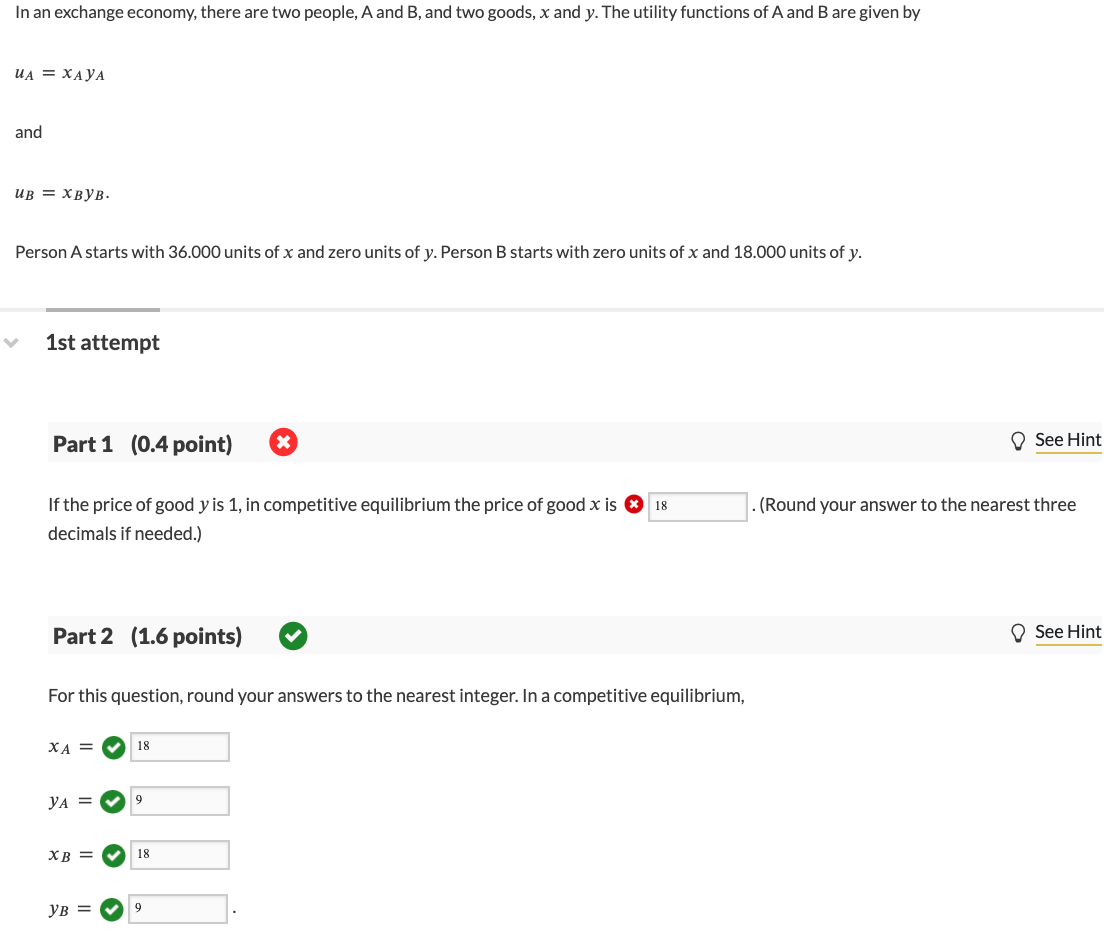 Solved In an exchange economy, there are two people, A and | Chegg.com