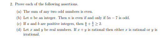 Solved 2. Prove each of the following assertions. (a) The | Chegg.com