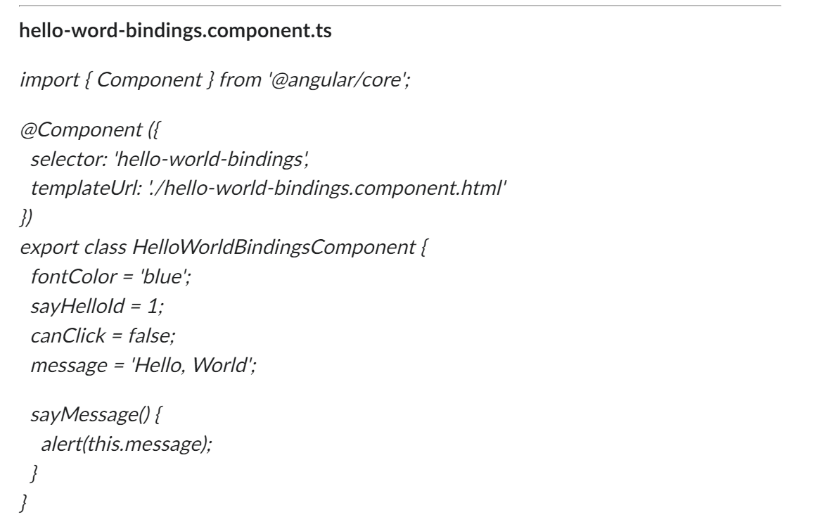 Solved hello-word-bindings.component.ts import \{ Component | Chegg.com