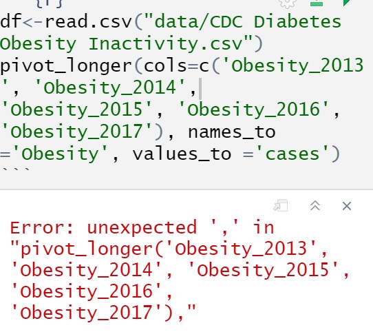 I'm trying to format my data into long in RStudio and | Chegg.com