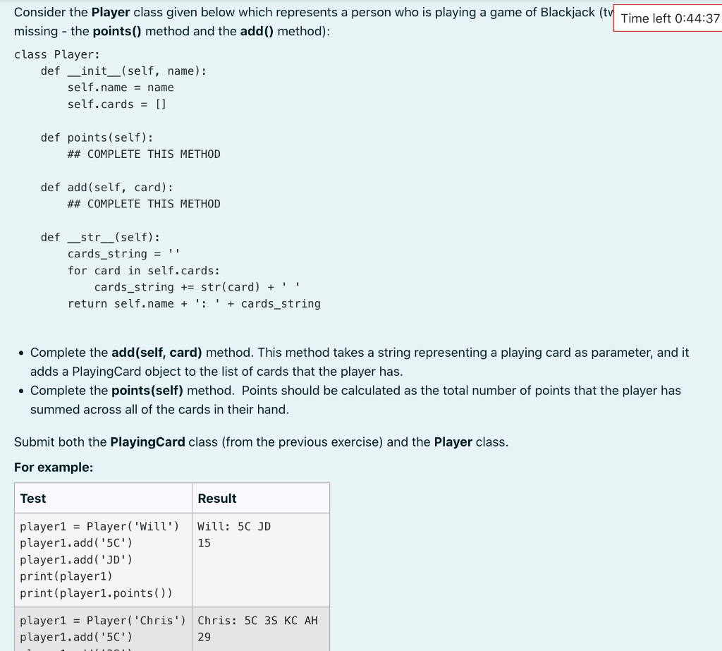 Solved Consider the Player class given below which | Chegg.com